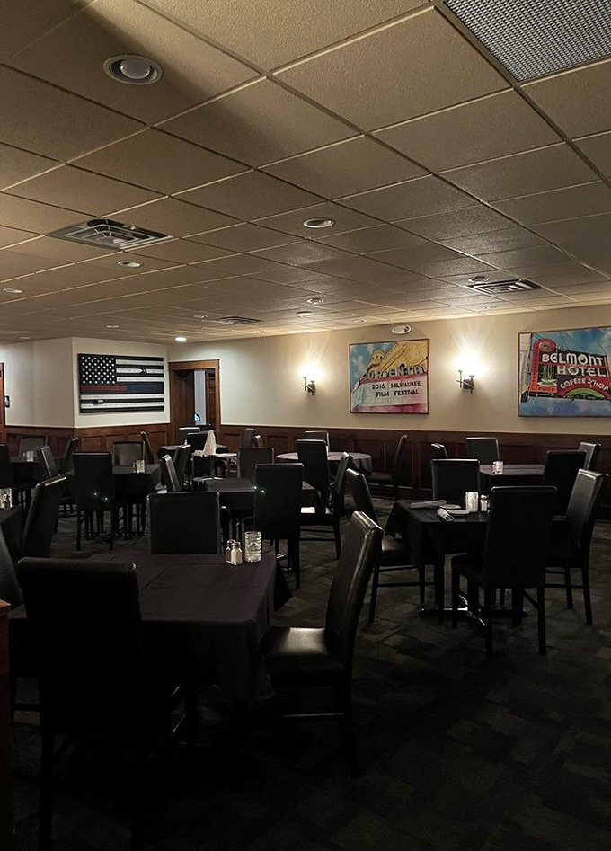 The dining room awaits the evening rush—tables poised for the symphony of clinking glasses and satisfied sighs to begin.