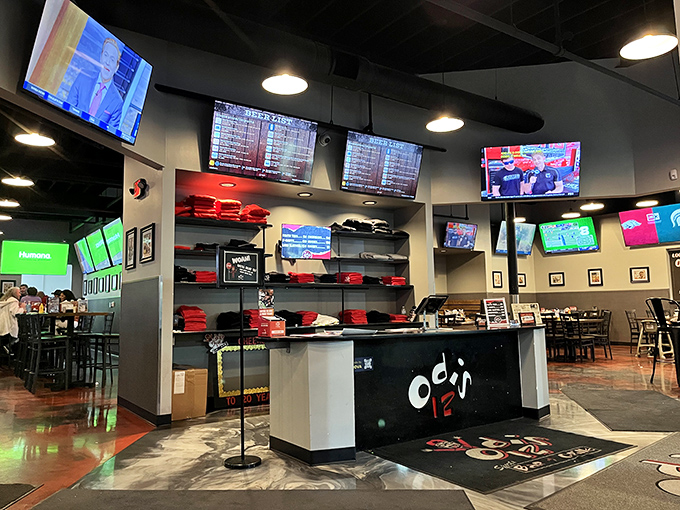 The merch counter says, "Yes, this place is good enough that you'll want to wear the t-shirt." Souvenirs for your stomach and closet.