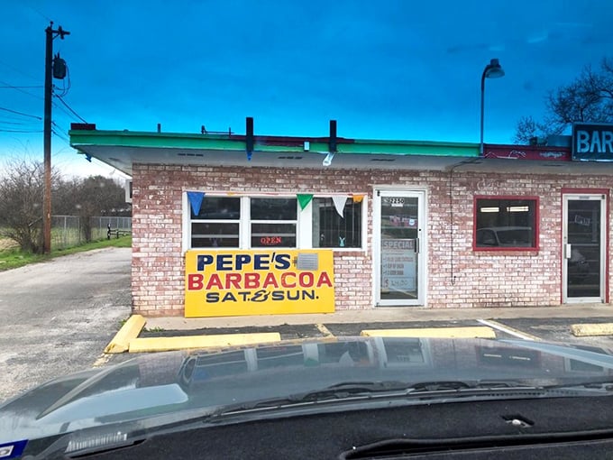 The brick exterior of another Pepe's location shows how this barbacoa empire has grown throughout San Antonio.