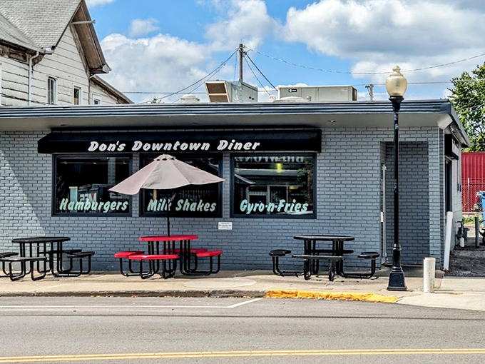 Outdoor seating at Don's isn't just convenient—it's front-row tickets to small-town America, where conversations flow as freely as the coffee refills.