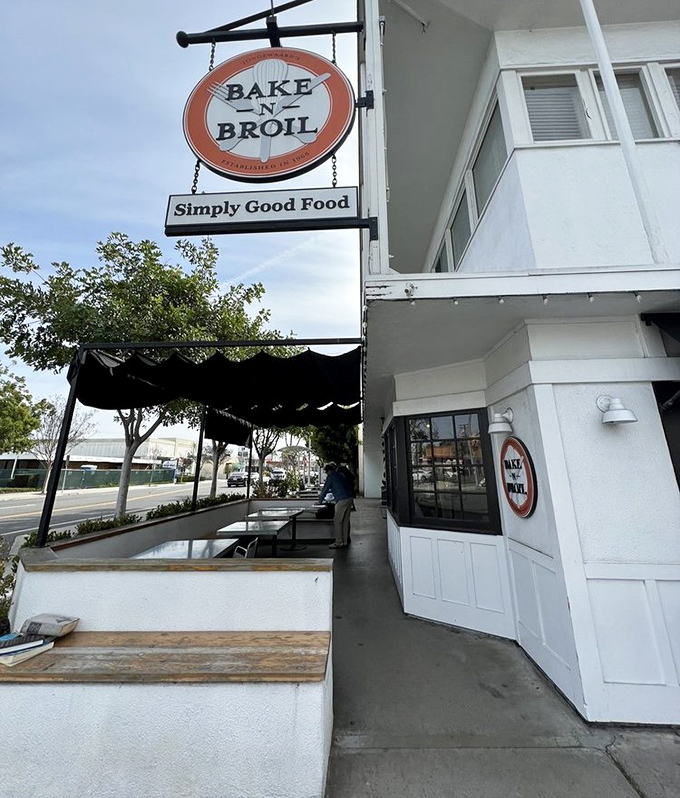 The exterior patio – where Long Beach weather and comfort food create the perfect California dining equation.