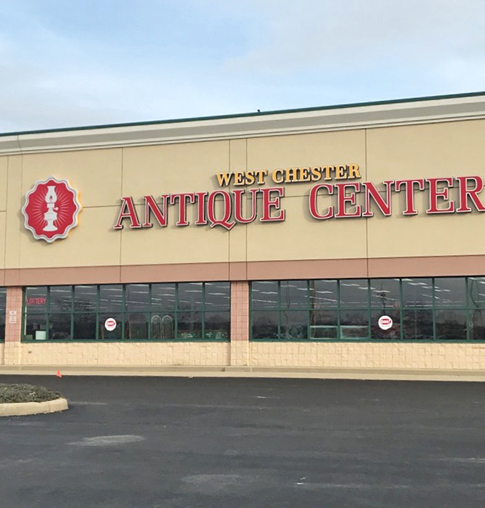 The beige exterior hides chromatic wonders within, like a plain book cover concealing the greatest story ever told. Don't judge this antique center by its façade.