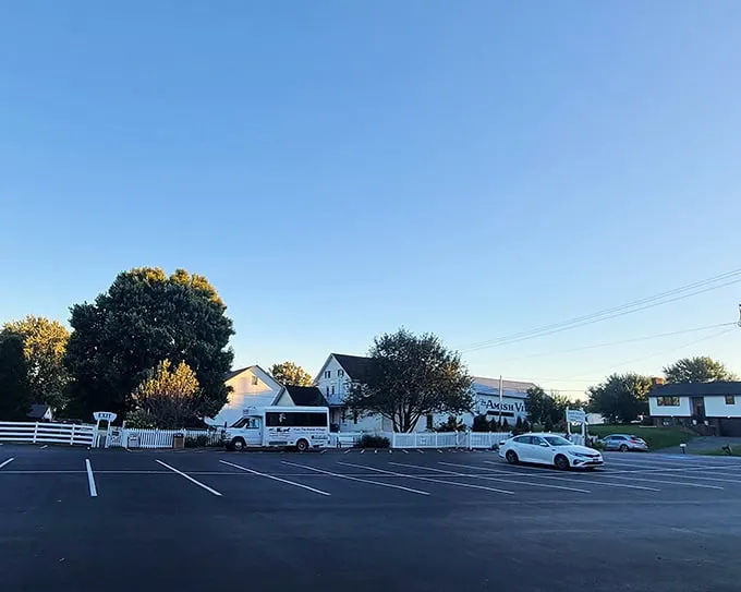 The parking lot at sunset—where full bellies and happy hearts prepare for the journey home.