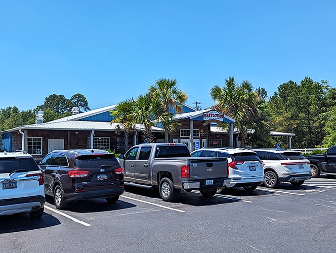 A packed parking lot tells the real story—locals know where to find the good stuff, and they're willing to wait for it.