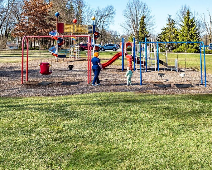 This playground represents childhood as it should be—outdoors, active, and blissfully free from screens, schedules, and helicopter parenting.