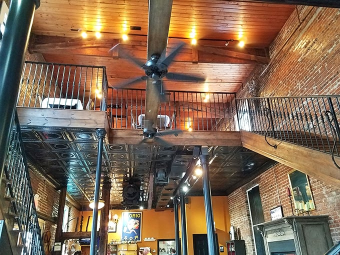 Look up and admire the architectural details that remind you this meal is happening somewhere special, not just anywhere with a grill.