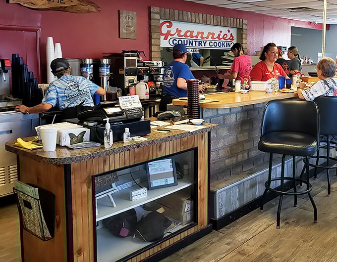 The nerve center of operations—where orders are called, tickets are filled, and regulars are greeted by name before they even sit down.