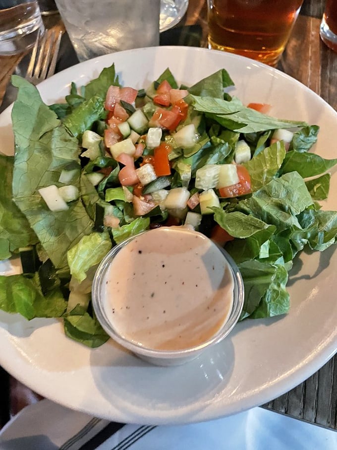 A salad that actually deserves to be ordered instead of just considered. Fresh, crisp, and vibrant—like your personality after the second beer.