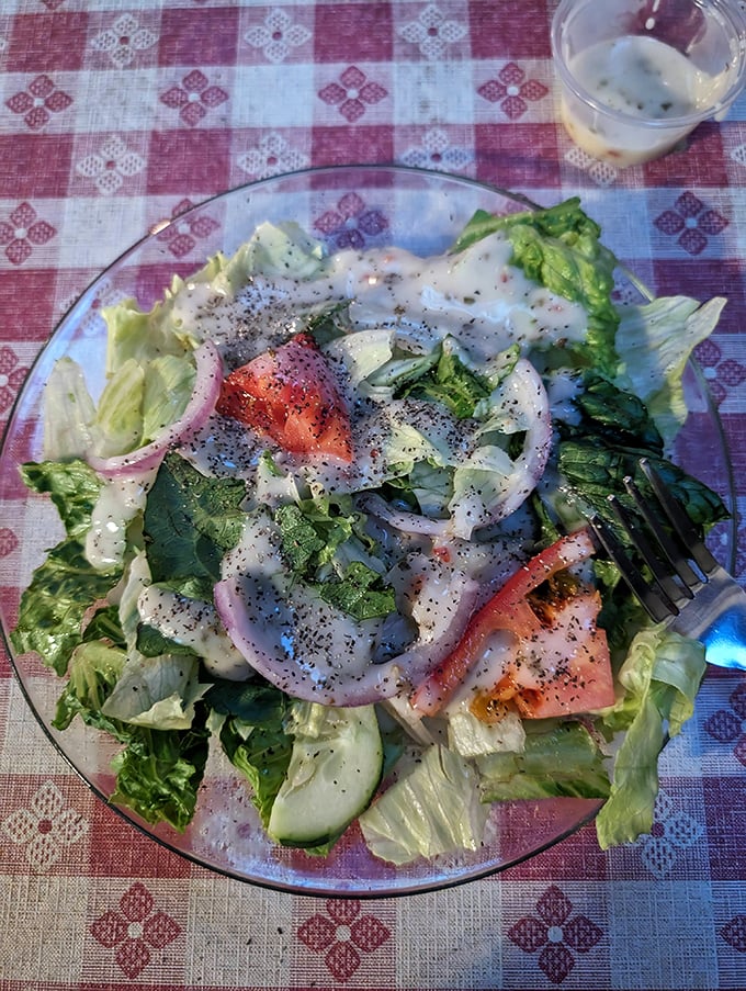 Even the salads shine here – fresh, crisp, and proof that quality ingredients matter everywhere.