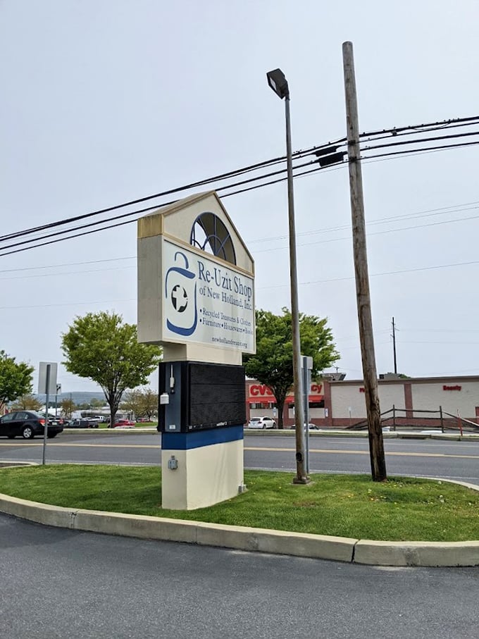 The sign beckons like a lighthouse for bargain hunters, guiding savvy shoppers to the shores of spectacular savings in New Holland.