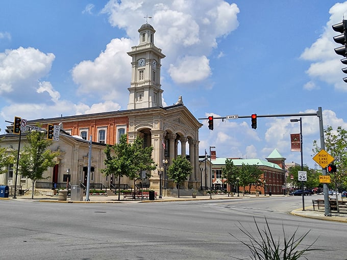 The courthouse stands like a dignified elder statesman – its clock tower has been keeping Chillicothe on schedule since before smartphones made us all slaves to notifications.
