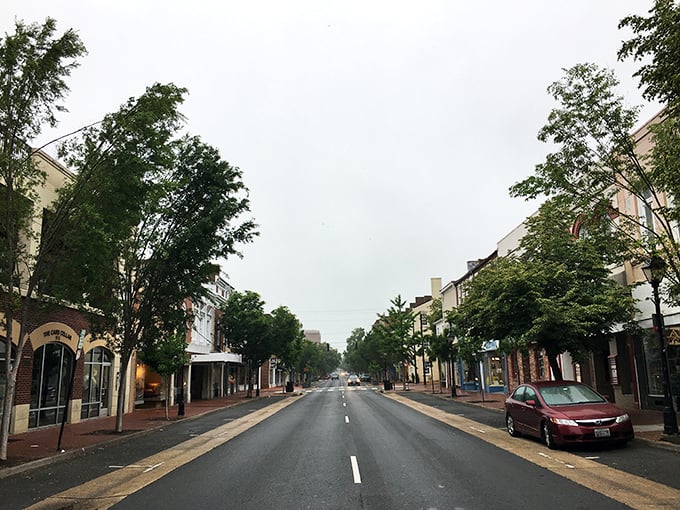 Caroline Street after a rain shower – when brick sidewalks gleam and you half expect to see George Washington walking his dog around the corner.