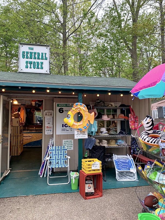 The General Store – that magical place where forgotten sunscreen, emergency snacks, and souvenir t-shirts come together in perfect harmony.