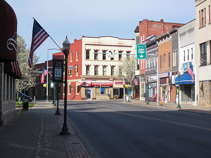 American flags line the streets of downtown DuBois, where patriotism isn't just for holidays—it's woven into the fabric of daily life.