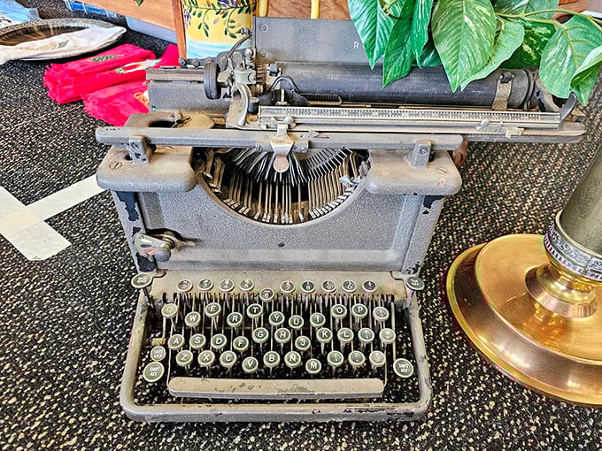 This typewriter once clacked out someone's novel, letter, or resignation. Now it awaits a new desk and fresh stories to tell.