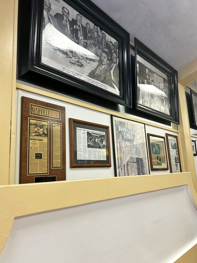 The wall of fame chronicles decades of satisfied customers—from country music legends to everyday Nashvillians seeking their chili fix.