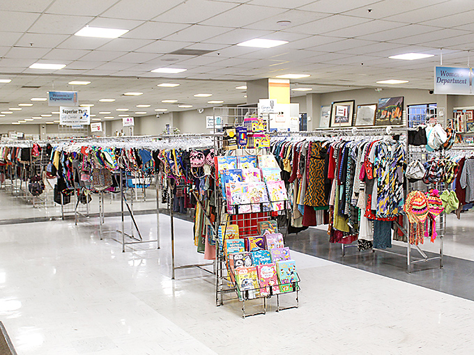The women's department stretches into the horizon like a fashionable landscape of infinite possibilities.