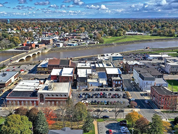 From above, Fremont reveals itself as a perfect patchwork of downtown charm, riverside beauty, and neighborhoods where real life happens daily.