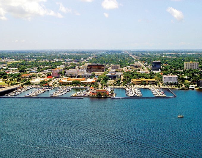 This aerial view reveals Bradenton's masterful balancing act—waterfront beauty, accessible downtown, and enough green space to keep everyone breathing easy.