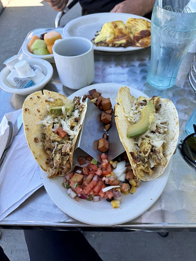Breakfast tacos that bring a little southwestern flair to Wisconsin mornings. That fresh pico de gallo isn't just a garnish—it's a wake-up call.