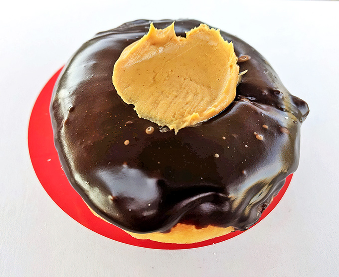 The signature Buckeye Donut – where chocolate and peanut butter unite in a sweet homage to Ohio's beloved state tree and nut.