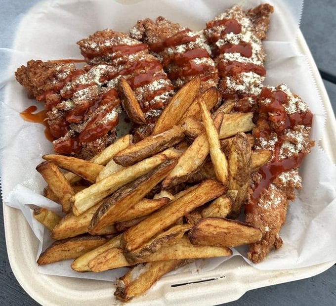 These buffalo tenders aren't messing around—they're the kind of serious deliciousness that makes you plan your next visit before finishing the first.