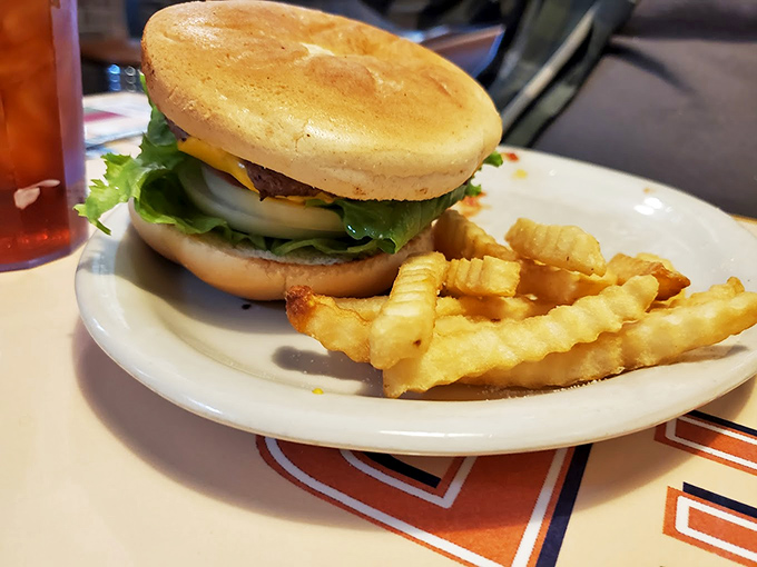 This isn't just a burger—it's the reason napkins were invented. Fresh, unfussy, and exactly what you want when the lunch bell rings.