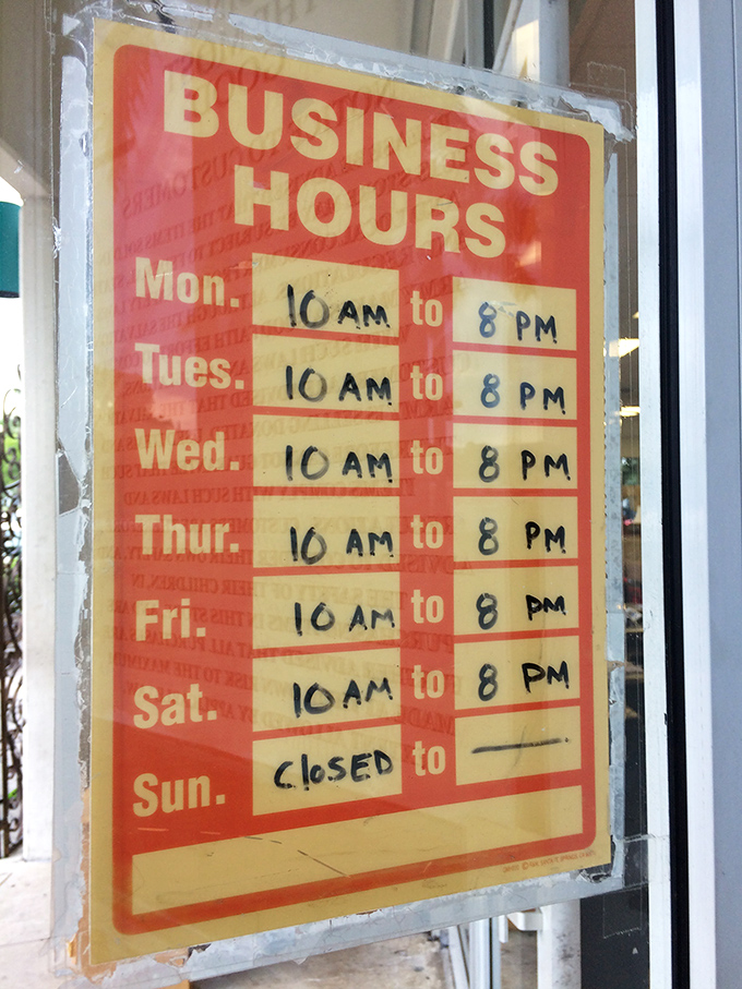 These business hours represent your treasure hunting window of opportunity—mark your calendar and plan accordingly!
