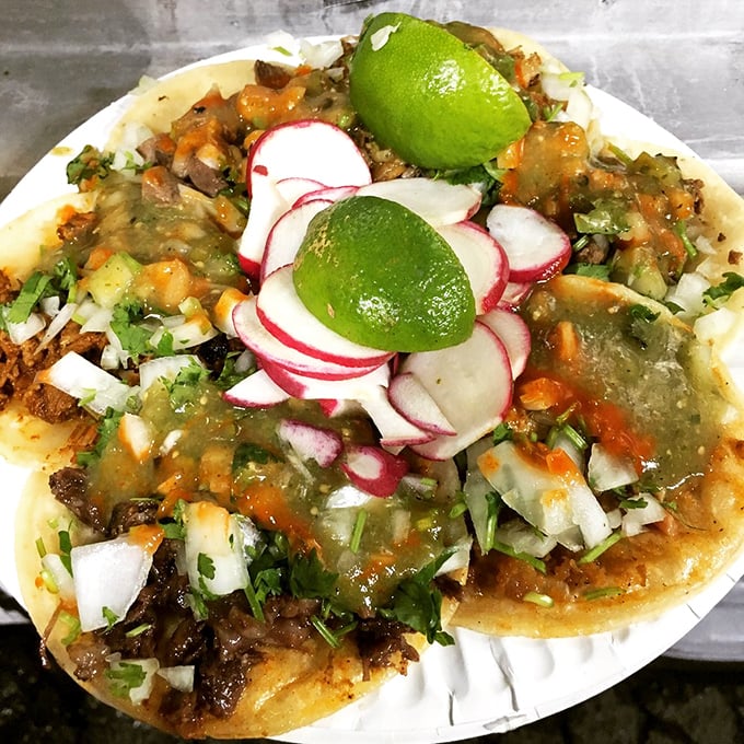These cabeza tacos topped with vibrant salsa verde and crisp radishes demonstrate why sometimes the most humble ingredients create the most profound flavors.