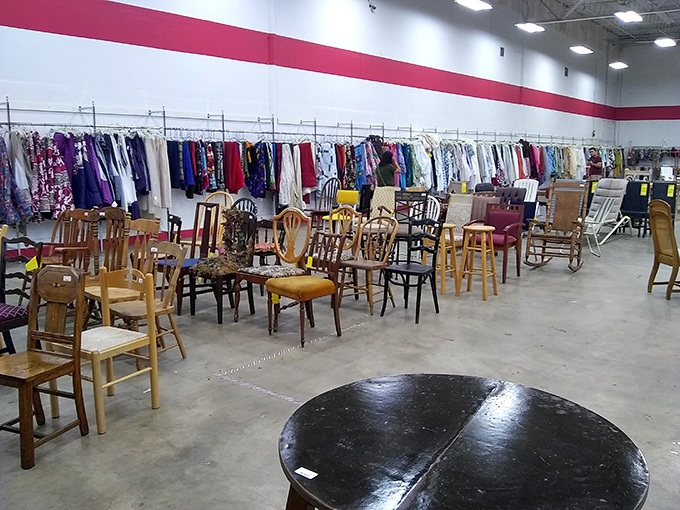 The chair convention: where every mismatched seat tells a different story, waiting for the right person to continue the narrative.