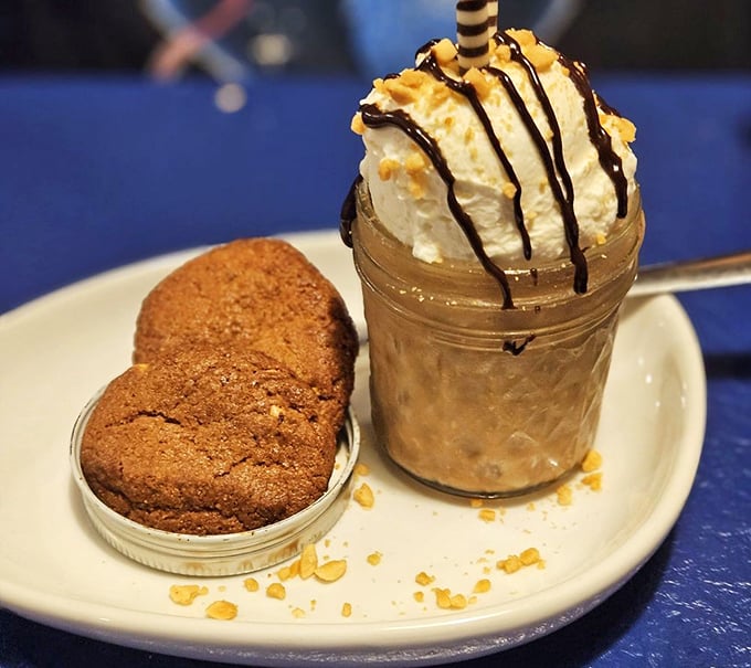 Chocolate peanut butter ice cream with cookies—because after conquering the ocean's bounty, your sweet tooth deserves its own victory lap.