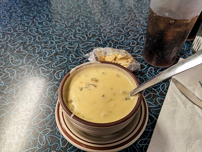 A bowl of creamy potato soup that could make even the worst Monday feel like a warm hug from an old friend. 