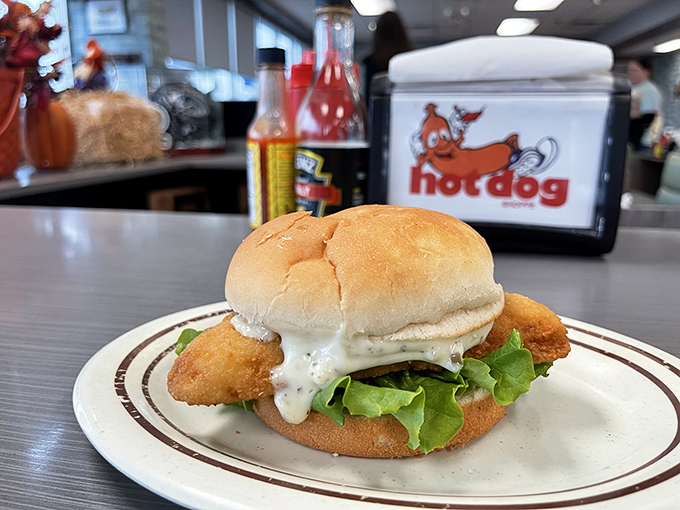 This isn't just a fish sandwich – it's proof that Jib Jab's talents extend well beyond the hot dog universe into crispy, creamy seafood territory.