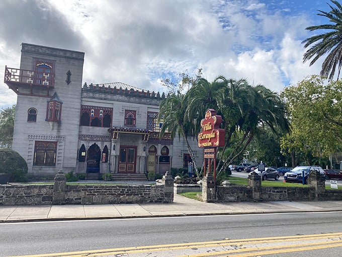 Villa Zorayda's front facade greets visitors with the architectural equivalent of "you're not in Florida anymore"—except you absolutely are.