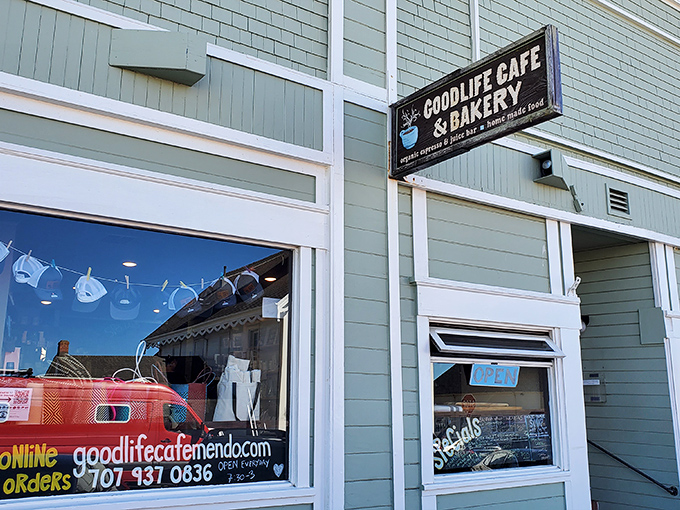 Goodlife Cafe isn't just a name – it's the Mendocino philosophy in storefront form, where organic meets ocean views.