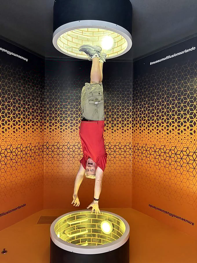 This upside-down room has visitors hanging from the ceiling, proving that sometimes in life, perspective is everything.