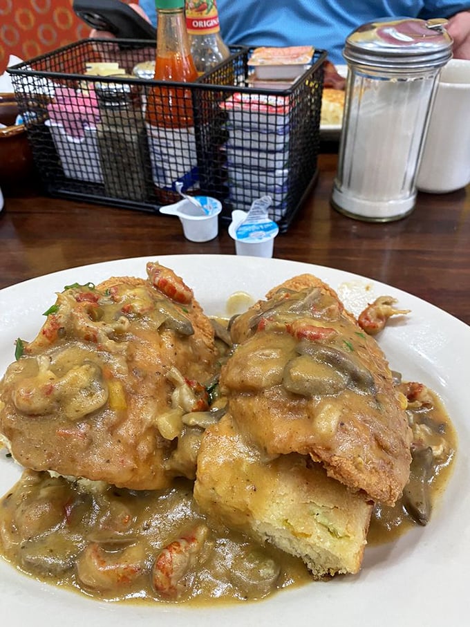 The legendary Harley Biscuit—where seafood meets breakfast in a sauce so good you'll want to drink it. Proof that biscuits can handle anything you throw at them.