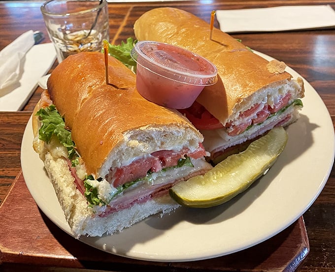 This Italian hoagie isn't just a sandwich; it's an architectural achievement – layers of meats and cheeses creating a flavor skyscraper that demands to be admired before eaten. 