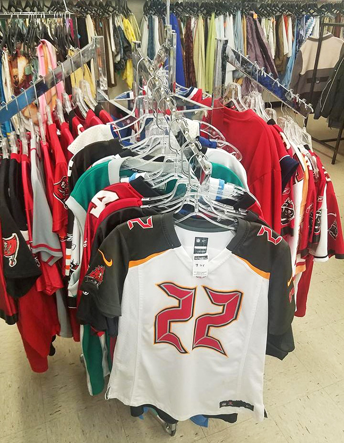Tampa Bay sports fans rejoice! Yesterday's jersey heroes hang patiently, waiting for their next chance to bring game day spirit to a new home.