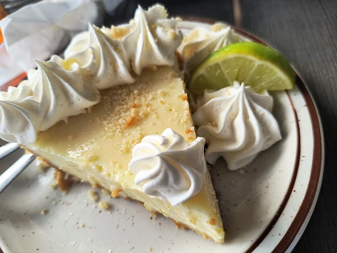 Key lime pie that strikes the perfect balance between sweet and tart—like Florida sunshine with just enough attitude to keep things interesting.
