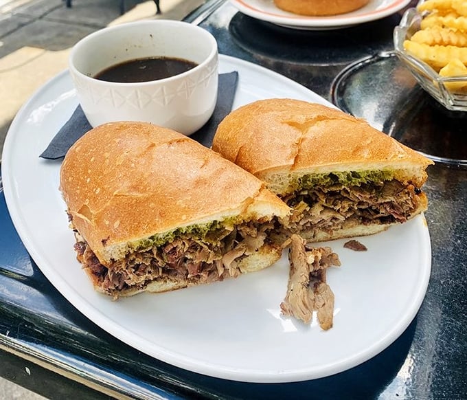 When beef meets bread in perfect harmony. This French dip sandwich, with its generous filling and side of jus, is the lunch hero we all deserve.