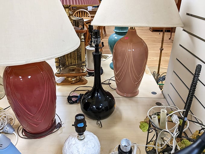 Lamp department – where lighting options gather like contestants on a reality show, each one hoping to brighten someone's living room.