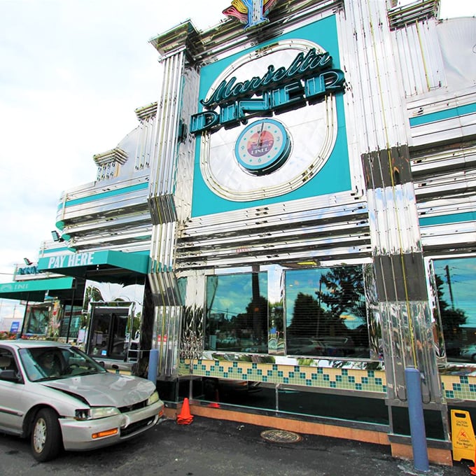 Marietta Diner's gleaming Art Deco exterior promises comfort food with a side of nostalgia—a chrome-plated time machine serving breakfast all day.