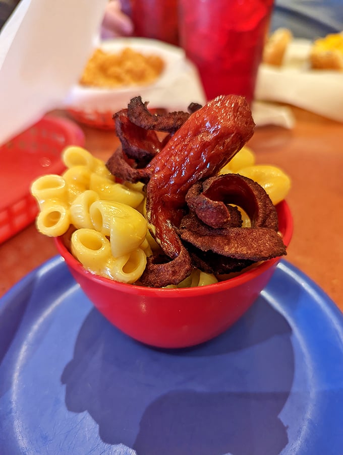 Mac and cheese meets hot dog in a comfort food mashup that makes your inner child high-five your adult self.