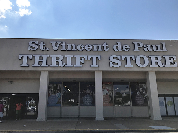 The final boss of thrift stores stands proudly against the sky. Enter if you dare—your wallet might be lighter, but your home will thank you.