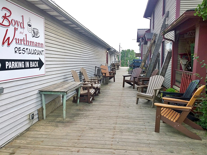 The back porch—where rocking chairs invite you to sit a spell after your meal. Because good digestion requires contemplation and perhaps a bit of gossip.
