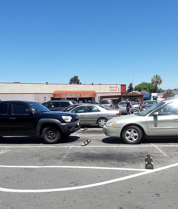 The parking lot tells the story—Superior Thrift draws a crowd that knows the thrill of the hunt is worth battling for a parking space.