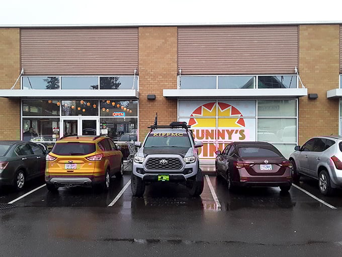Even on rainy Oregon days, the parking lot fills early. Some treasures are worth getting a little wet for.
