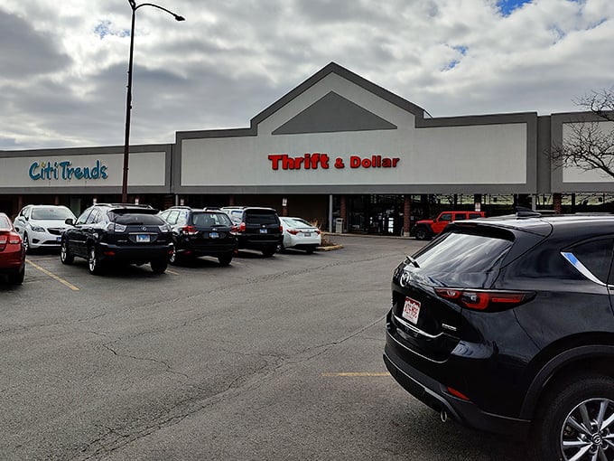 The parking lot fills early on weekends—seasoned thrifters know the early bird gets the vintage vinyl and mid-century modern chair.