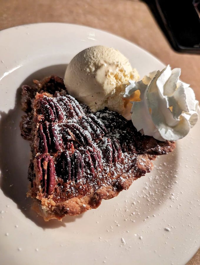 Pecan pie with vanilla ice cream, because sometimes dessert is the only logical conclusion to perfection. 